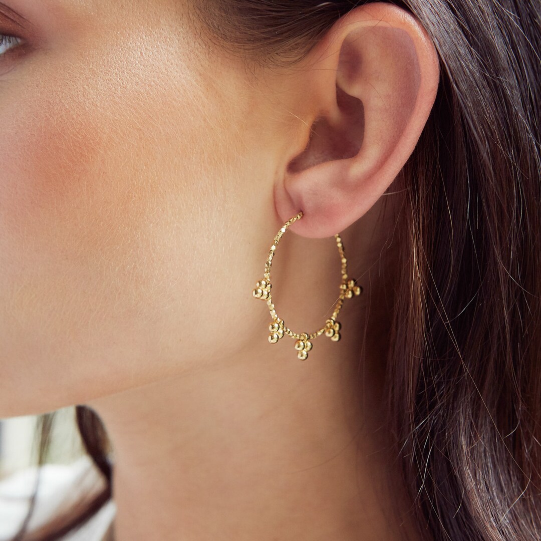 Signature Nugget Hoop Earrings, Yellow Gold Earrings, Statement Hoops ...