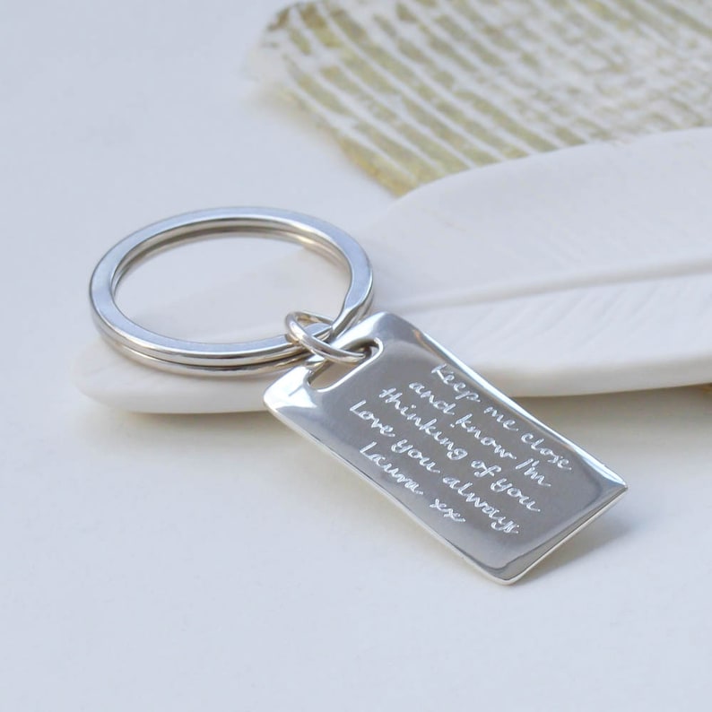 Personalised Silver Message Key Ring Silver Message Custom | Etsy UK