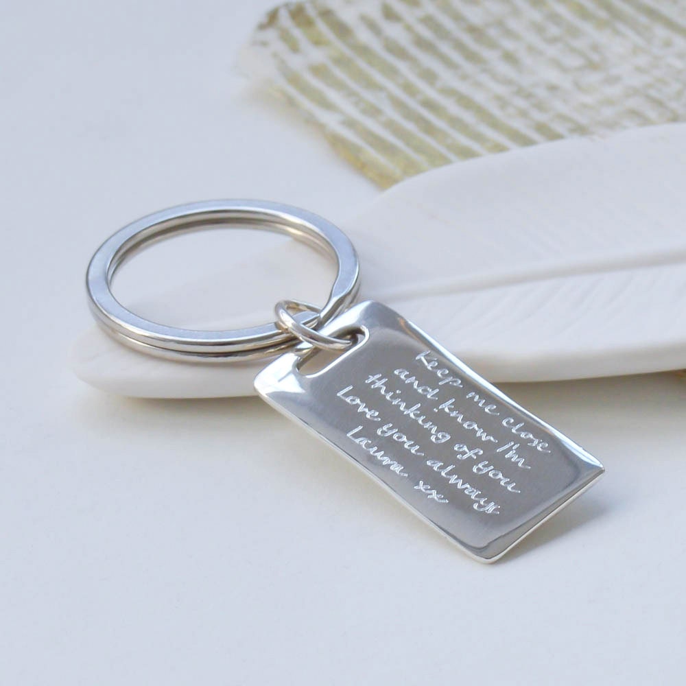 Personalised Silver Message Key Ring Silver Message Custom | Etsy UK