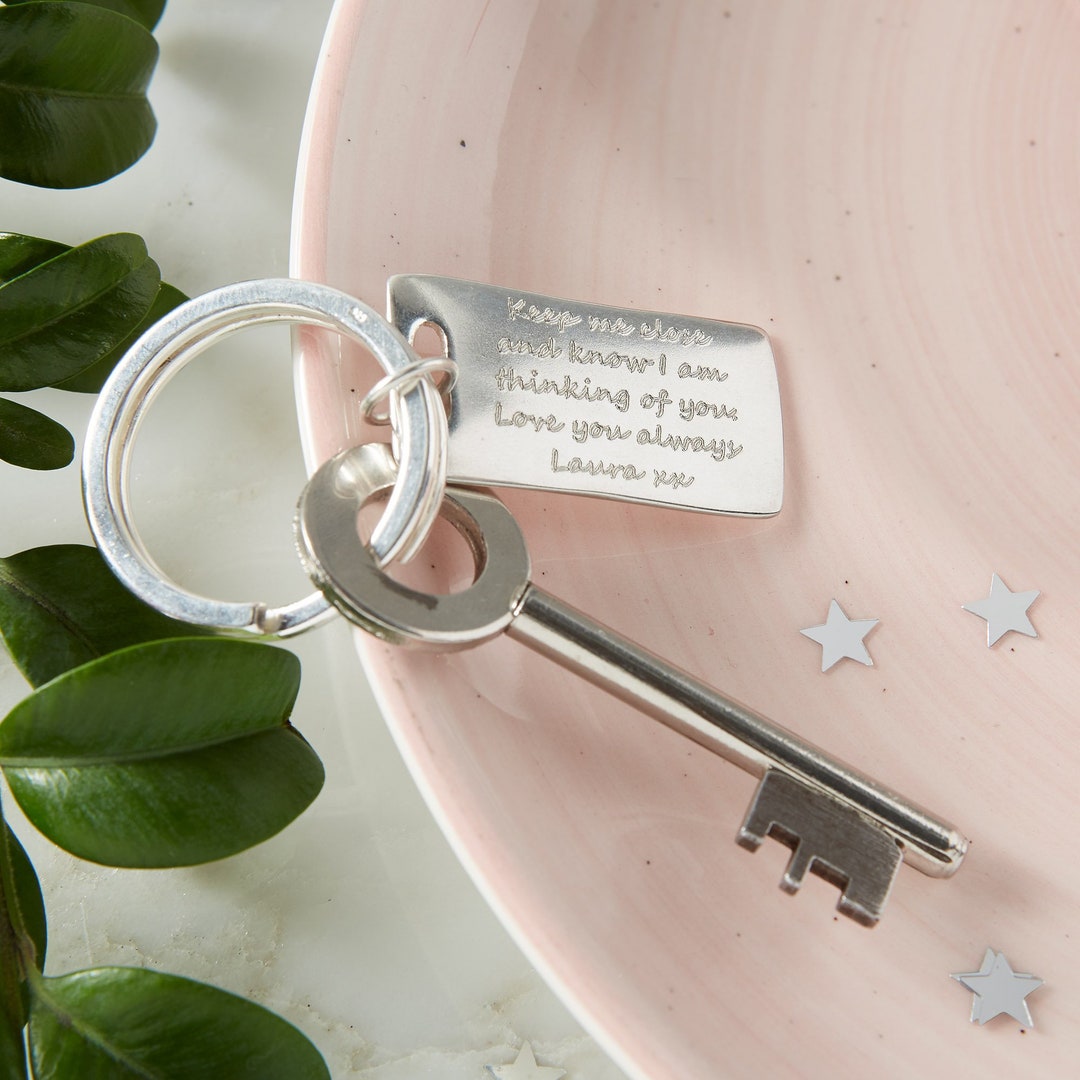 Personalised Silver Message Key Ring - Etsy UK