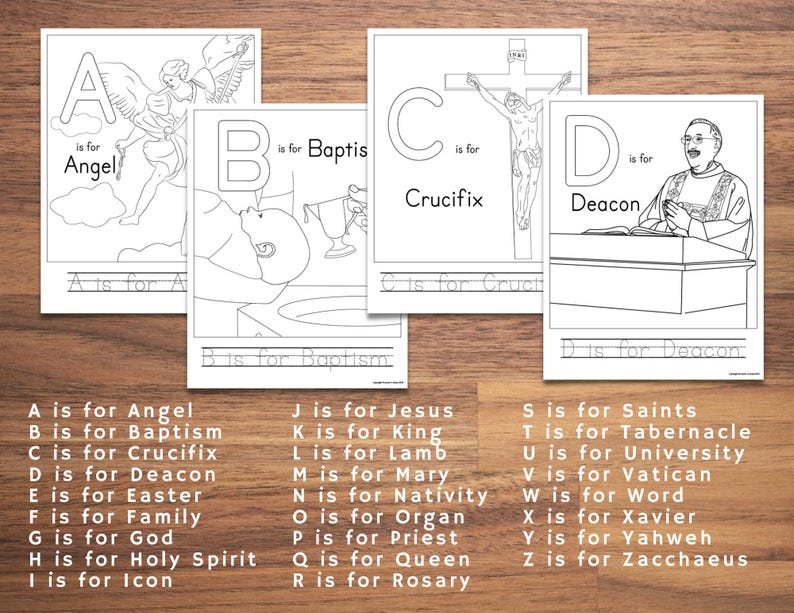 CLASSROOM LICENSE: Catholic ABC Coloring Pages - Etsy