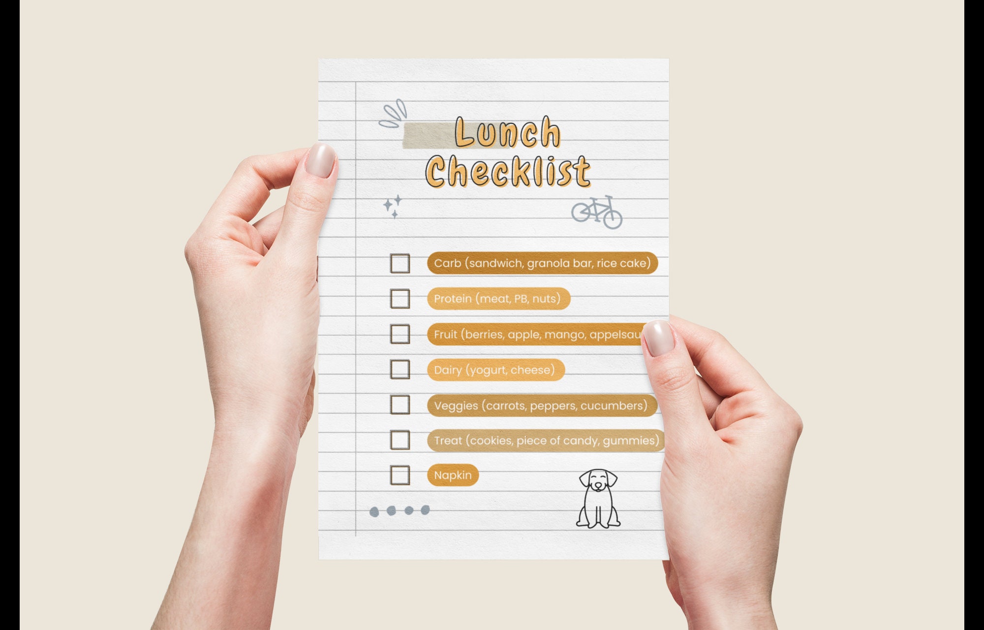 Lunch Box Check List, Pack Your Own Lunch Template, Healthy Lunchbox ...