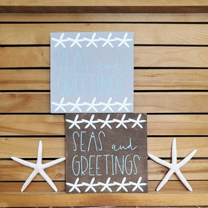 Seas and Greeting Sign, Coastal Christmas, Beach Christmas Decor, Beach ...