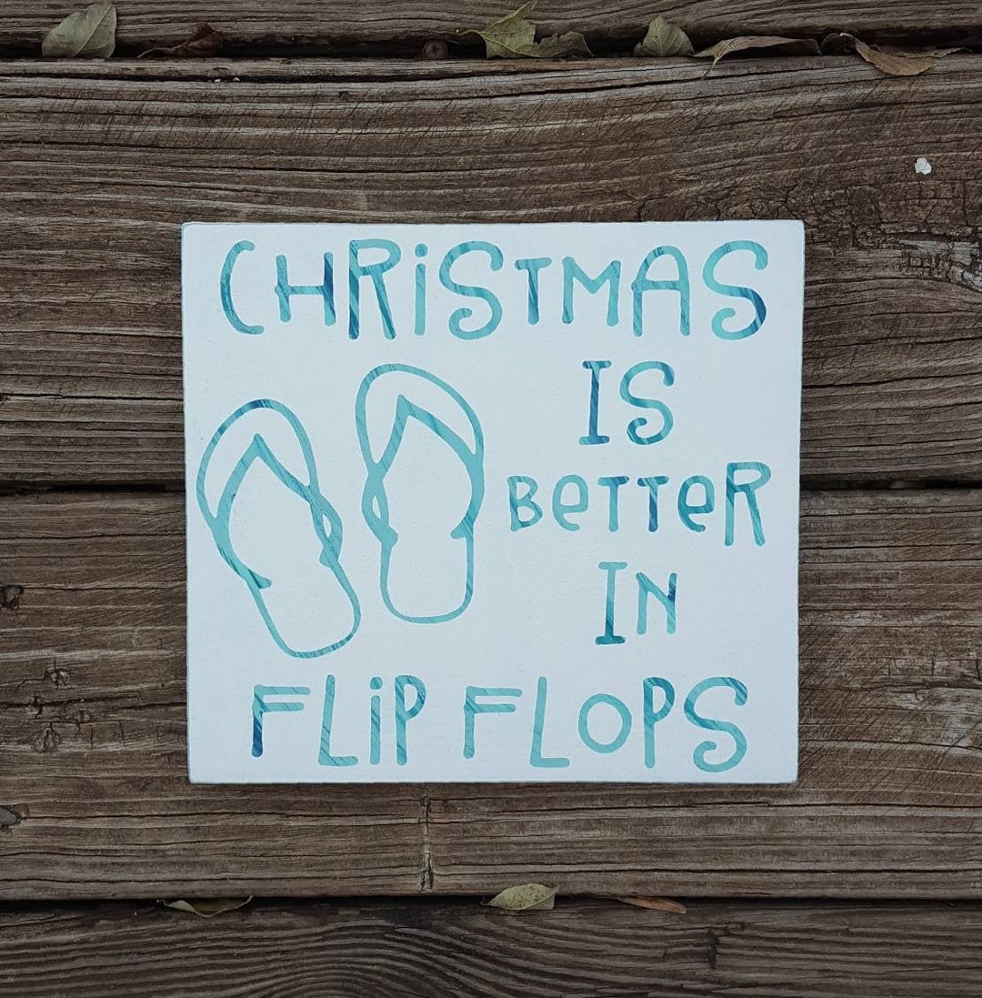 Coastal Christmas, Glitter Sign, Gift for Beach Lover, Flip Flop ...