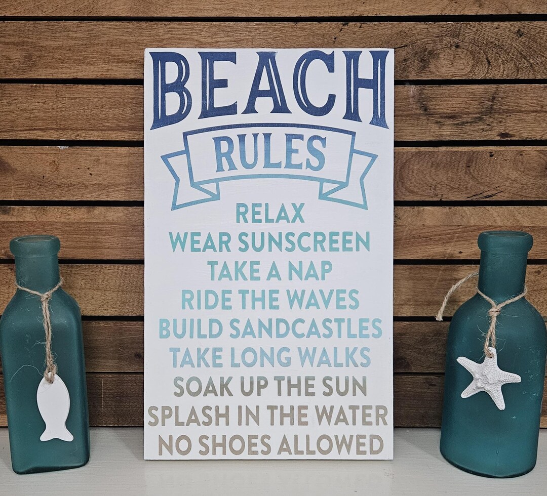 Beach Rules Sign, Beach House Decor, Beach Lover Gift, Beach Cottage ...