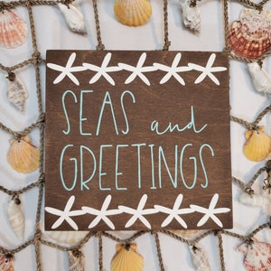 Seas and Greeting Sign, Coastal Christmas, Beach Christmas Decor, Beach ...