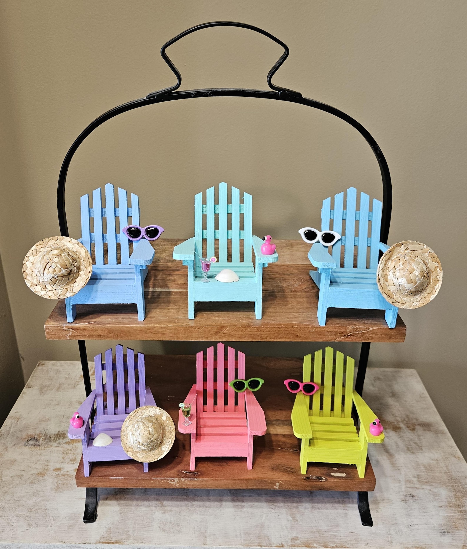 Mini Adirondack Chair, Beach Chair, Beach Decor, Flamingo, Tiered Tray ...