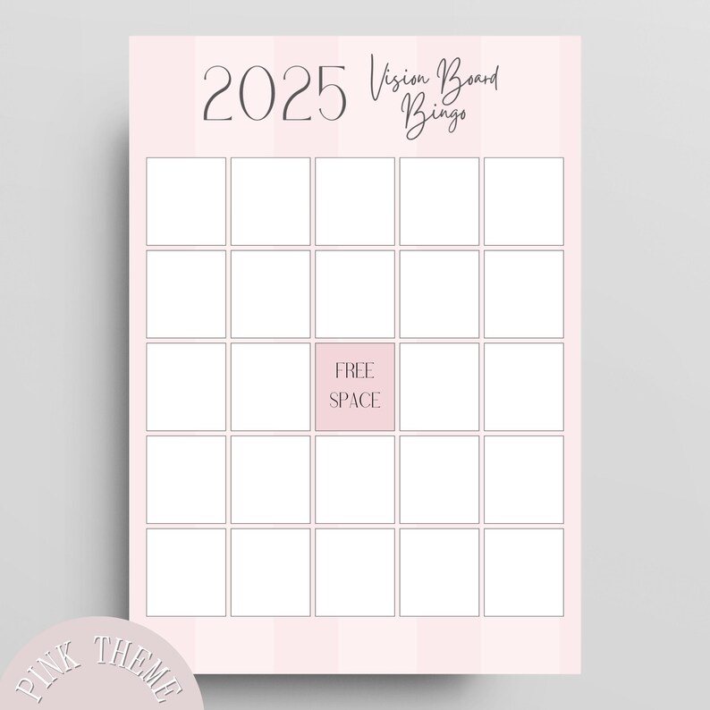 Vision Board Bingo | Editable Canva Bingo Template | 2025 Goal Planner ...