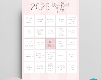 Vision Board Bingo | Editable Canva Bingo Template | 2025 Goal Planner ...