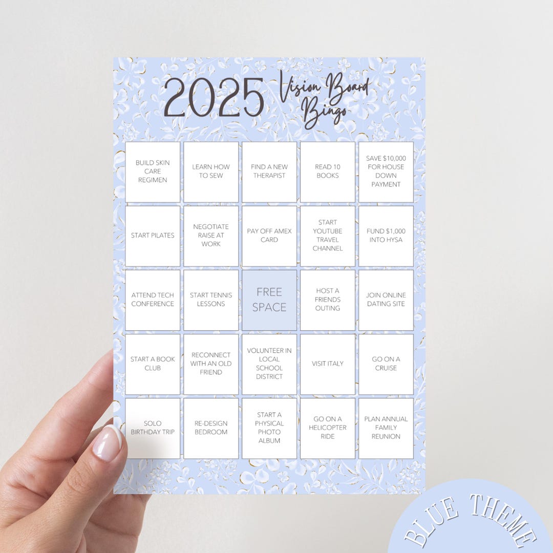 Vision Board Bingo | Editable Canva Bingo Template | 2025 Goal Planner ...