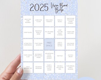 Vision Board Bingo | Editable Canva Bingo Template | 2025 Goal Planner ...