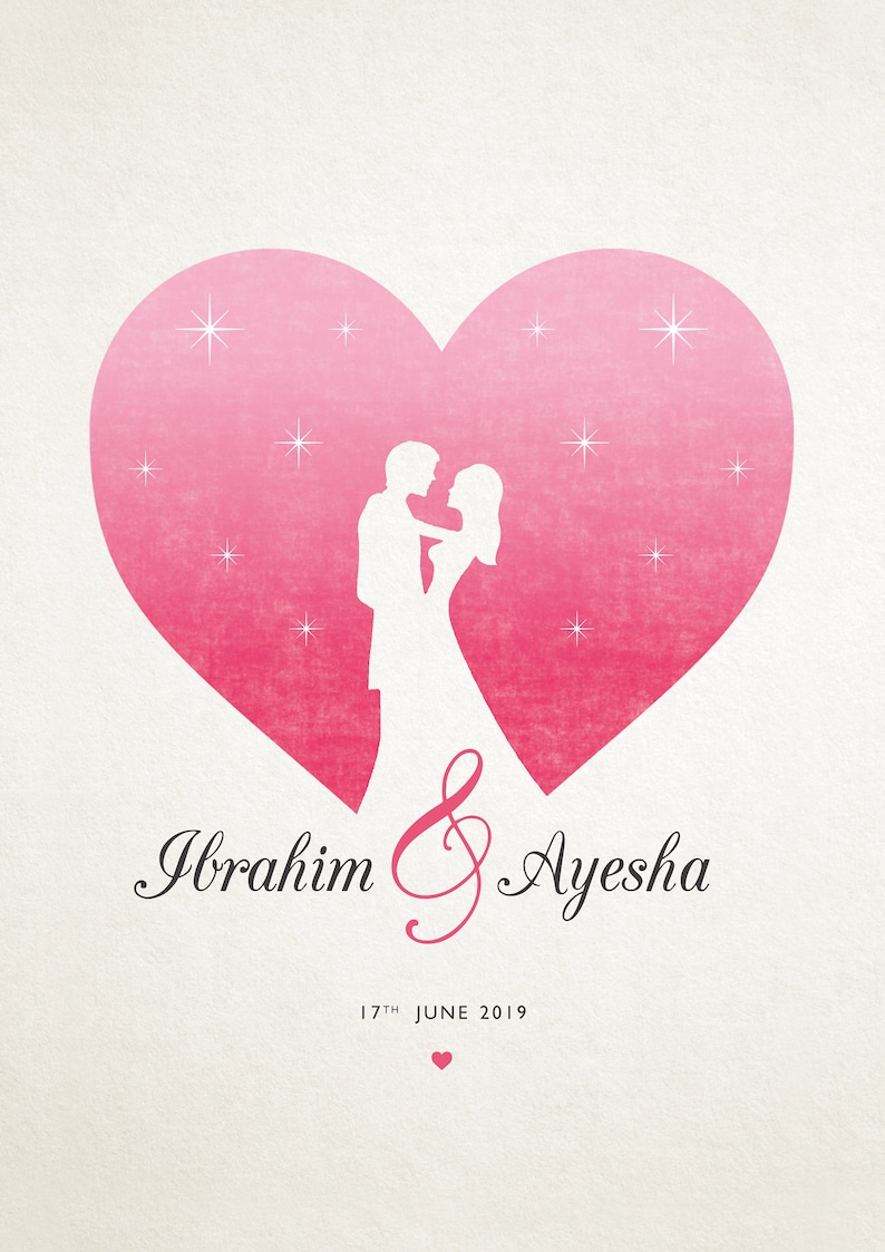Personalised Engagement Gift Love Heart Print Engagement | Etsy