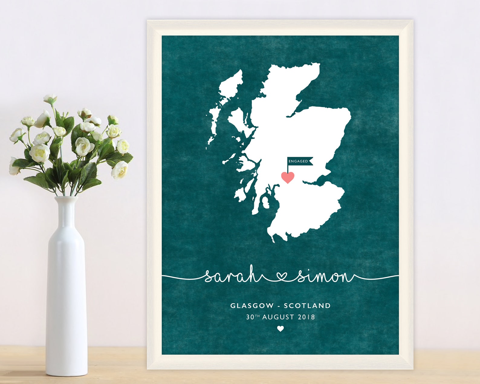 Personalised Engagement Map Gift Engagement Location Print | Etsy