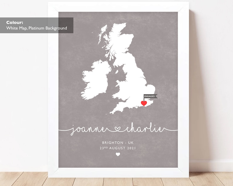Personalised Engagement Map Gift Engagement Location Print - Etsy