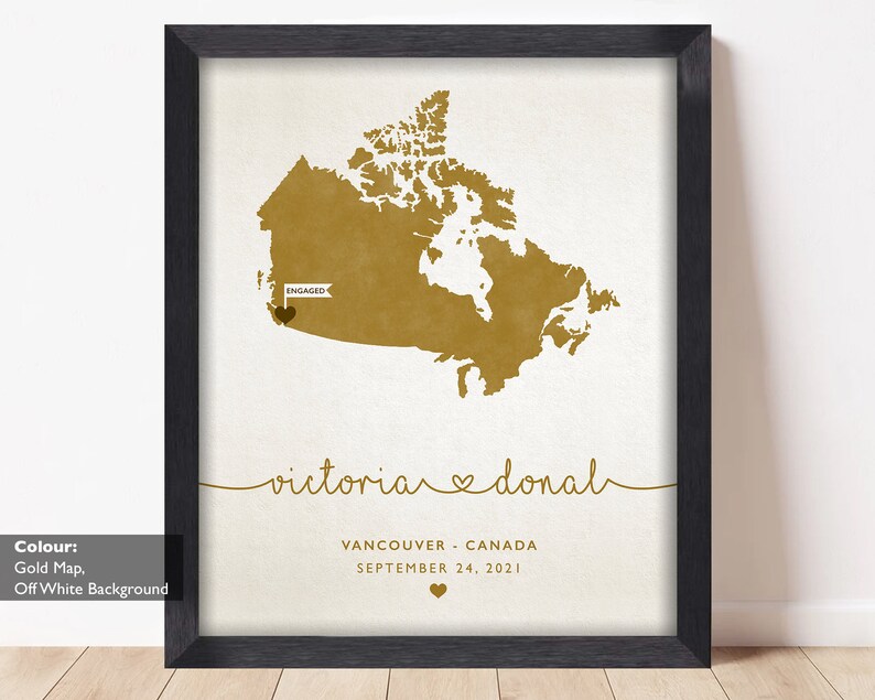 Personalised Engagement Map Gift Engagement Location Print - Etsy