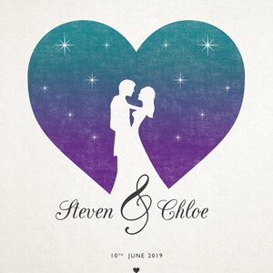 Personalised Engagement Gift, Love Heart Print, Engagement Gift ...