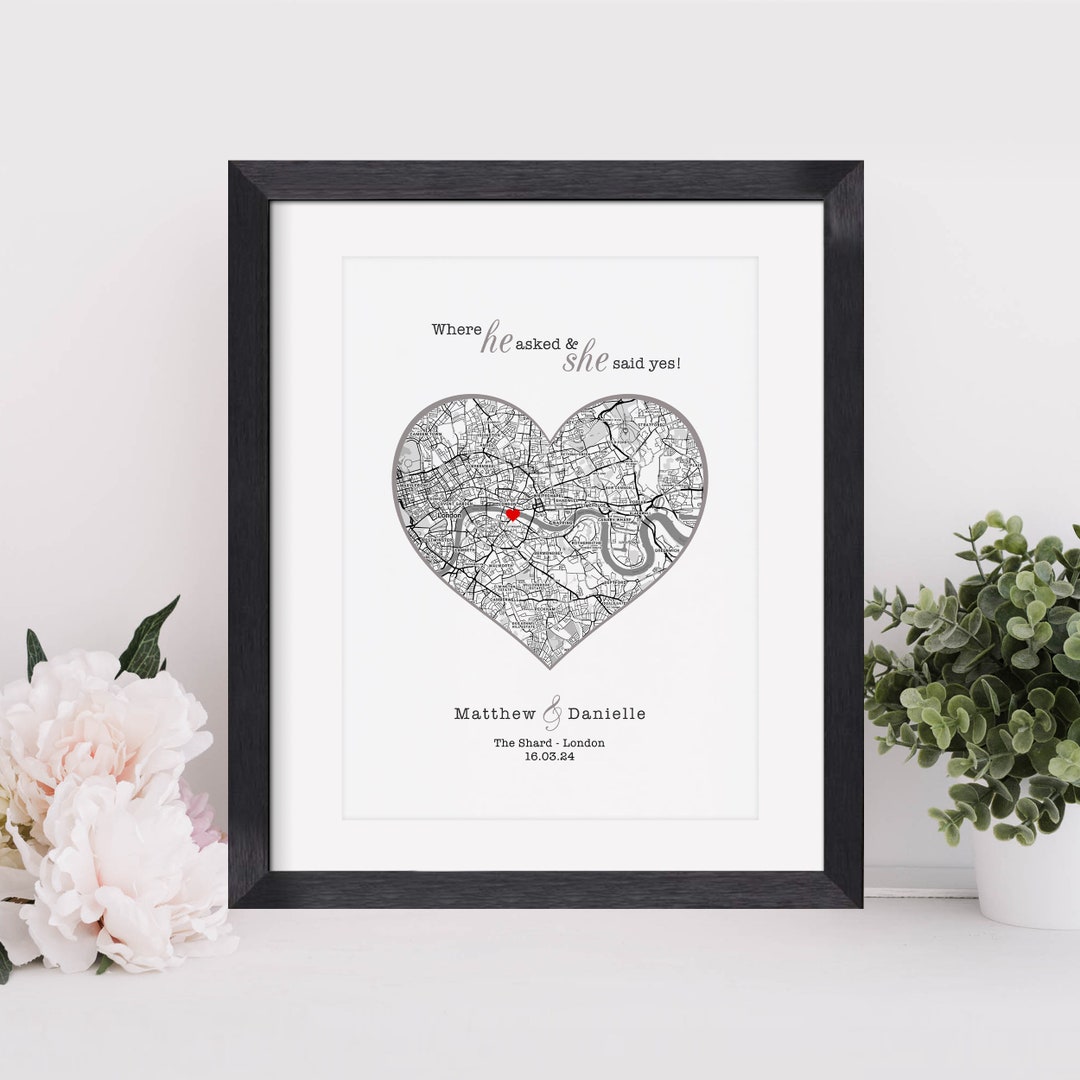 Engagement Gift | Engagement Print | Engagement Map Print | Couples ...