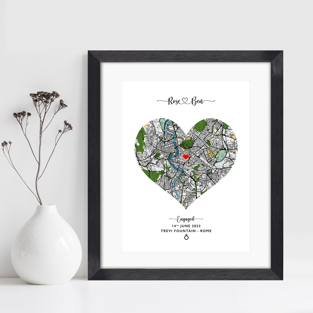 Engagement Gift | Engagement Print | Engagement Map Print | Couples ...
