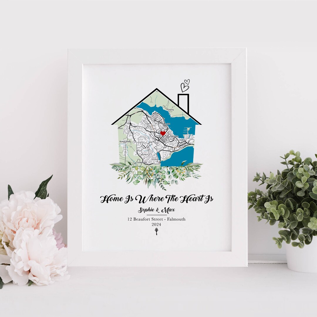 New Home Map Print, New Home Gift, Personalised Housewarming Gift ...