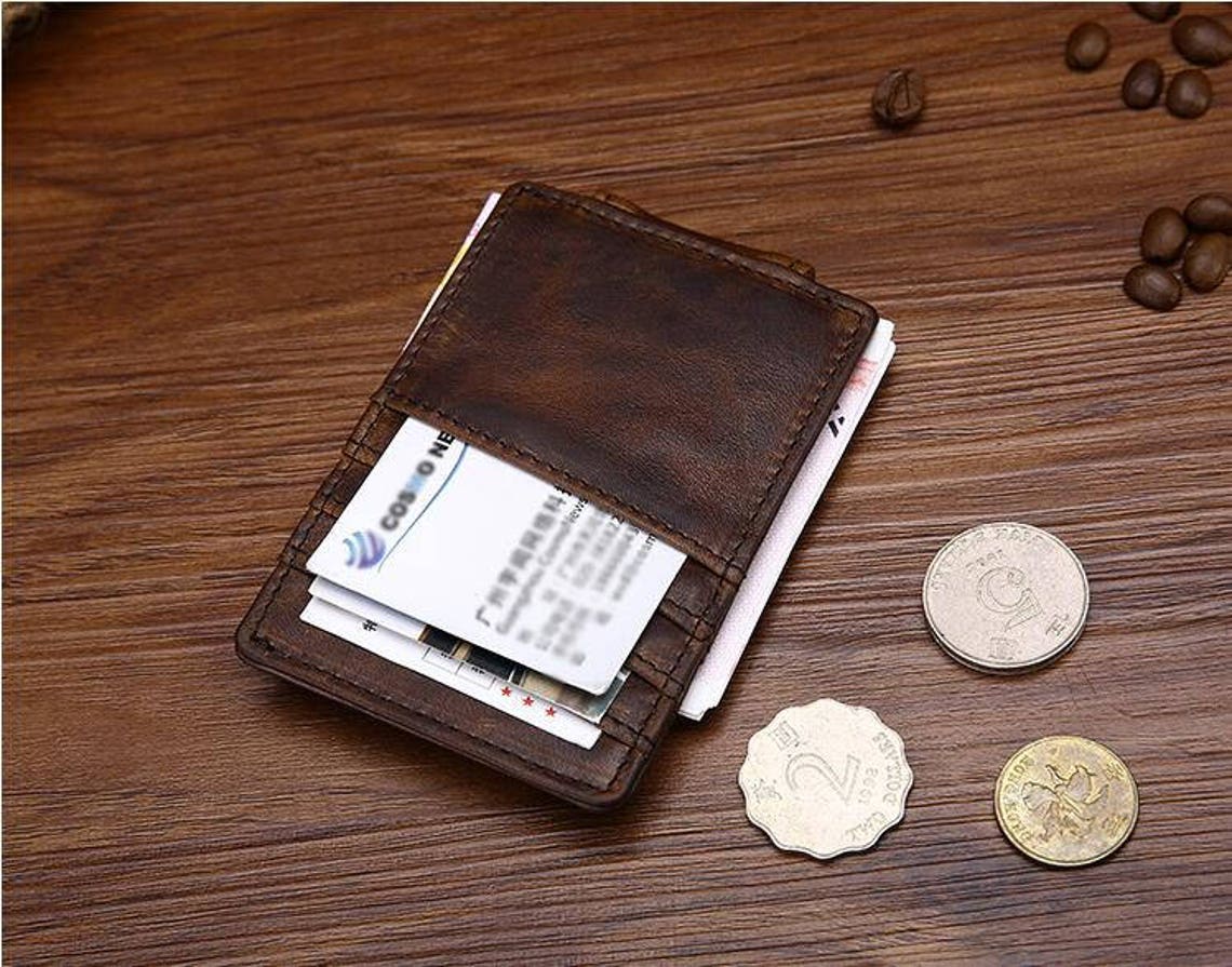Money Clip Wallet Slim Wallet Personalized Leather Wallet | Etsy