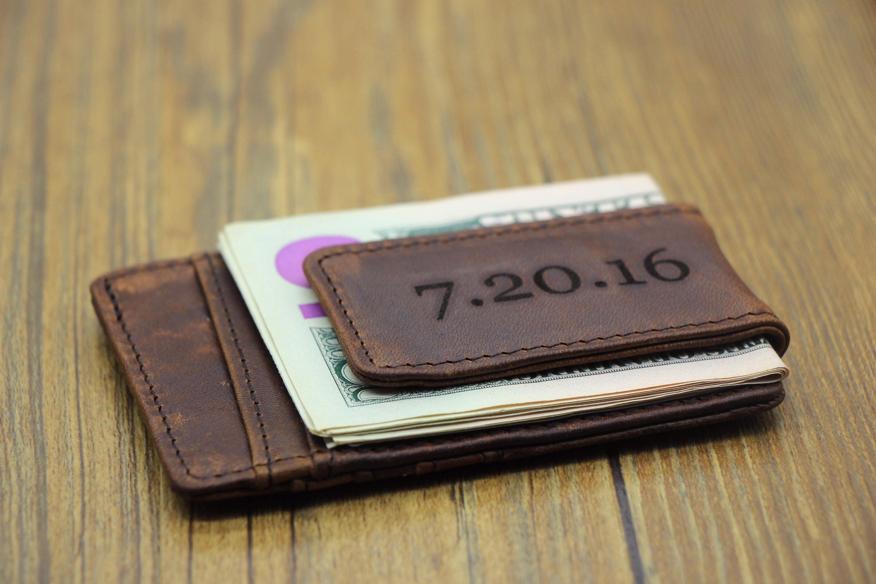 Money Clip Wallet Slim Wallet Personalized Leather Wallet | Etsy