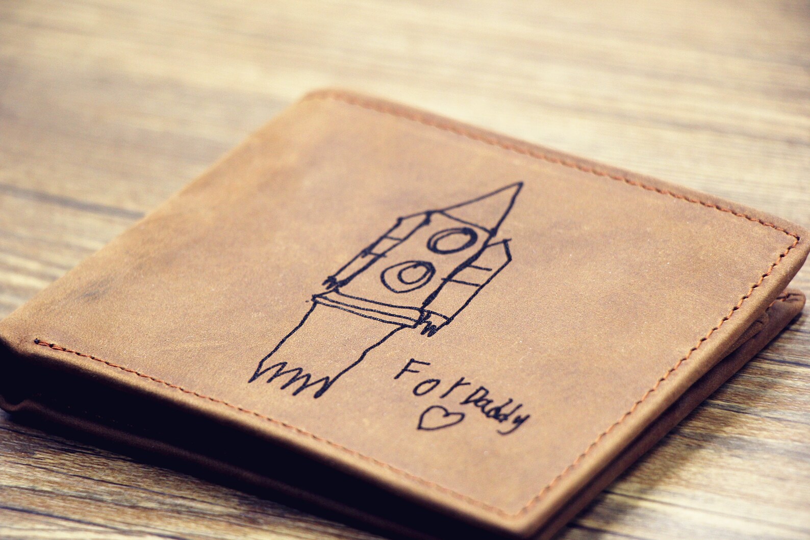 Customize Wallet Kid Drawing Wallet Dad Wallet Engraved - Etsy