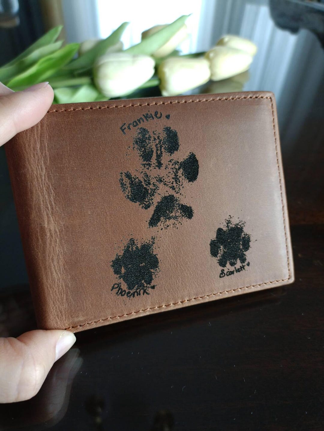 Dog Paw Prints Wallet, Pet Wallet, Dad Wallet, Engraved Husband Gift ...