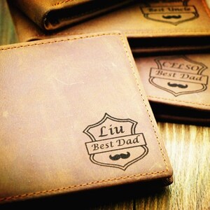 Custom Dad Wallet, Kid Drawing Wallet, Engraved Wallet, Personalized ...