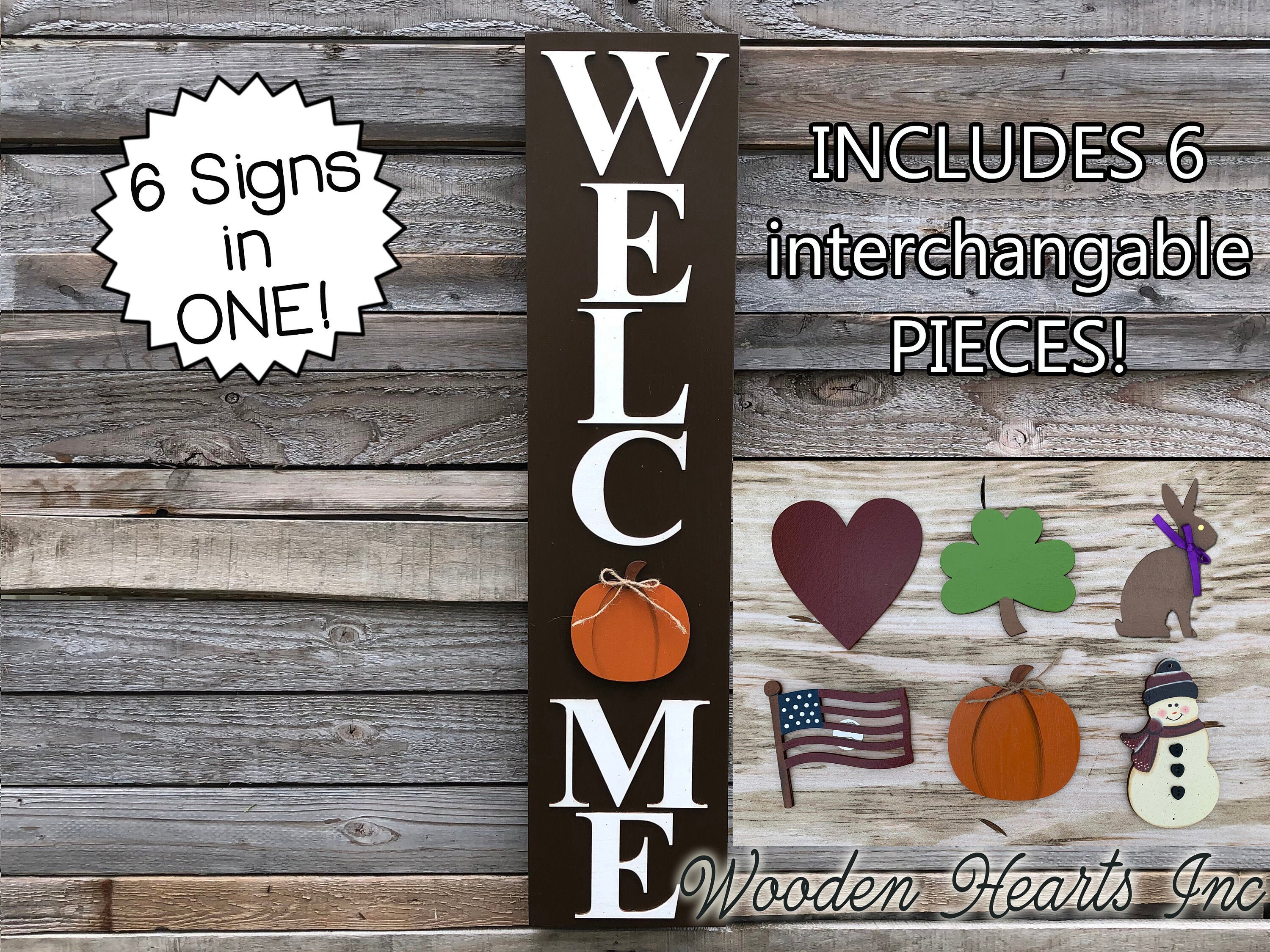 Interchangeable O Welcome Sign, 31 Vertical Porch Sign, Front Door ...