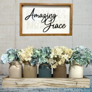 Amazing Grace Oak Frame SIGN Verse Song L Wall Home Decor Christmas ...
