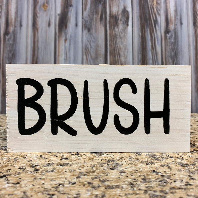BATHROOM Sign BLOCK Brush Floss Wash Flush Save Water - Etsy