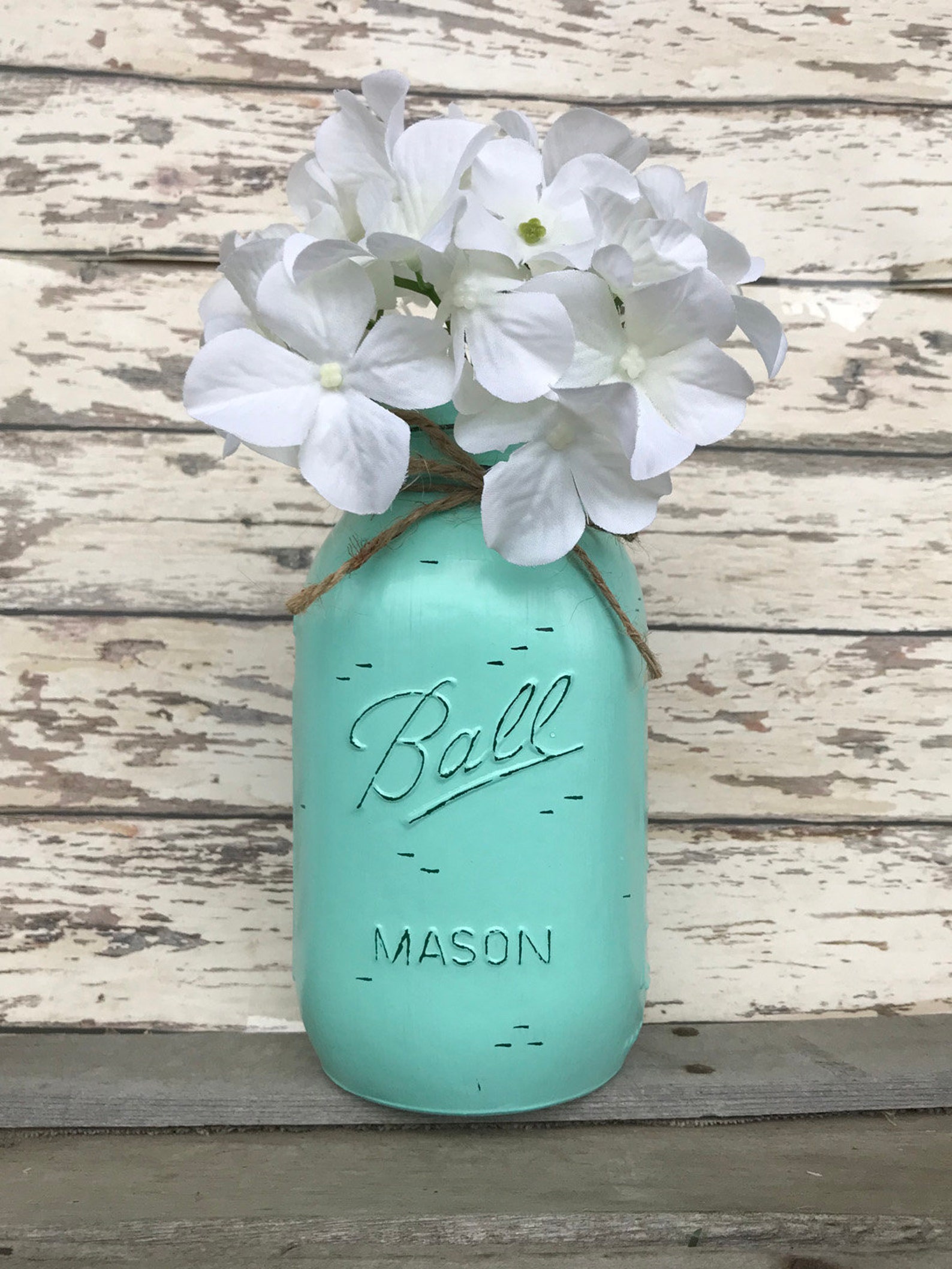 MASON JAR Decor Distressed Ball QUART Hand Painted Reclaimed | Etsy