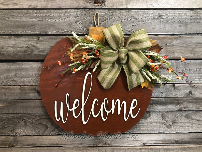 FALL Sign for Front Door WELCOME or Blessed Sign Hanger - Etsy