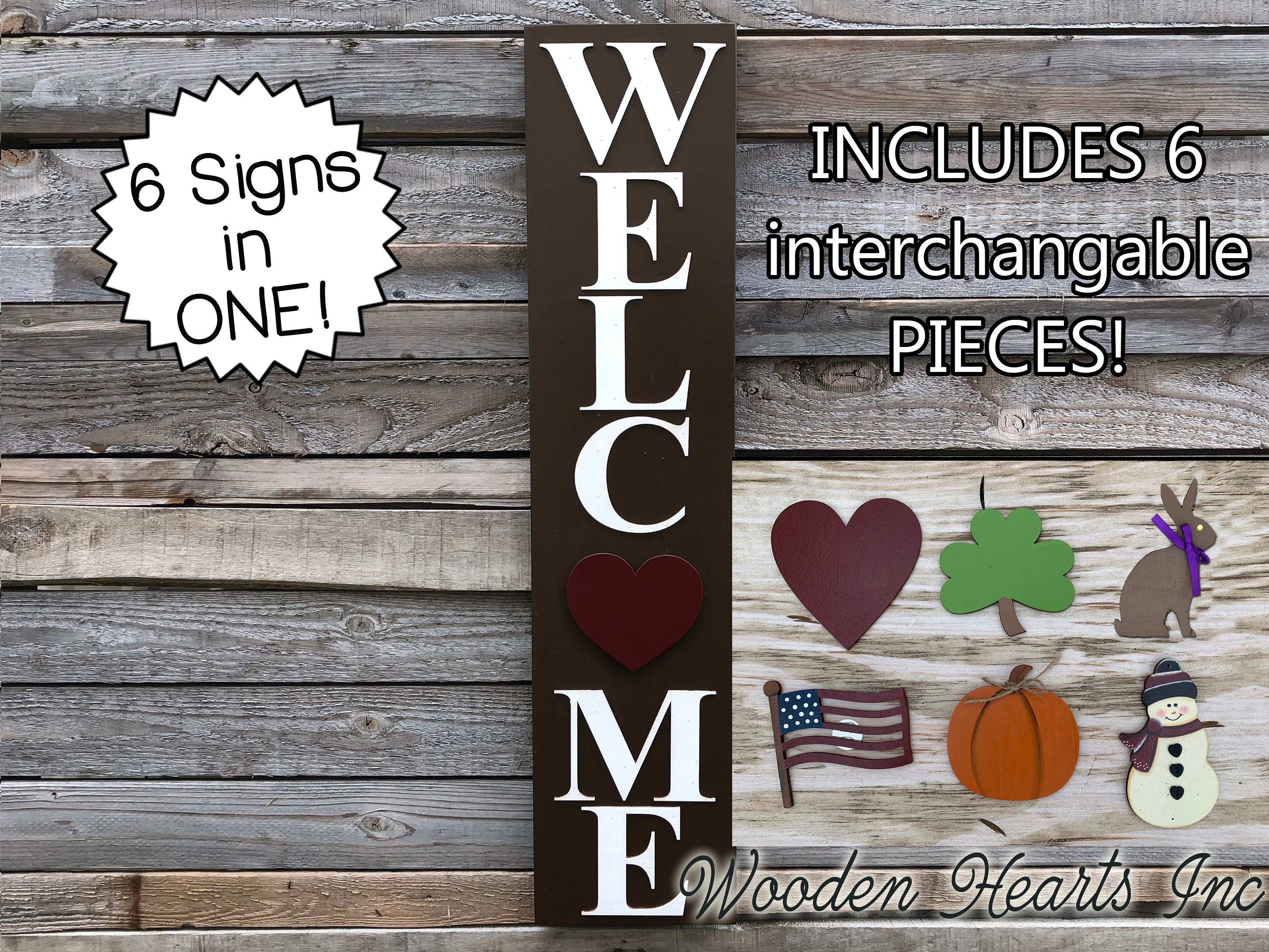 Interchangeable O Welcome Sign 31 Vertical Porch Sign | Etsy