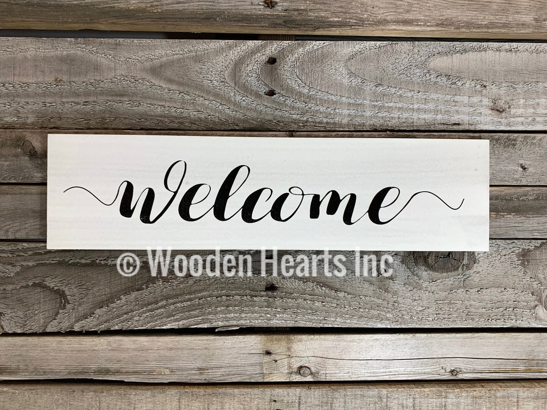 Rustic Wood Welcome Sign, Distressed Home Decor, 4x16 - Etsy