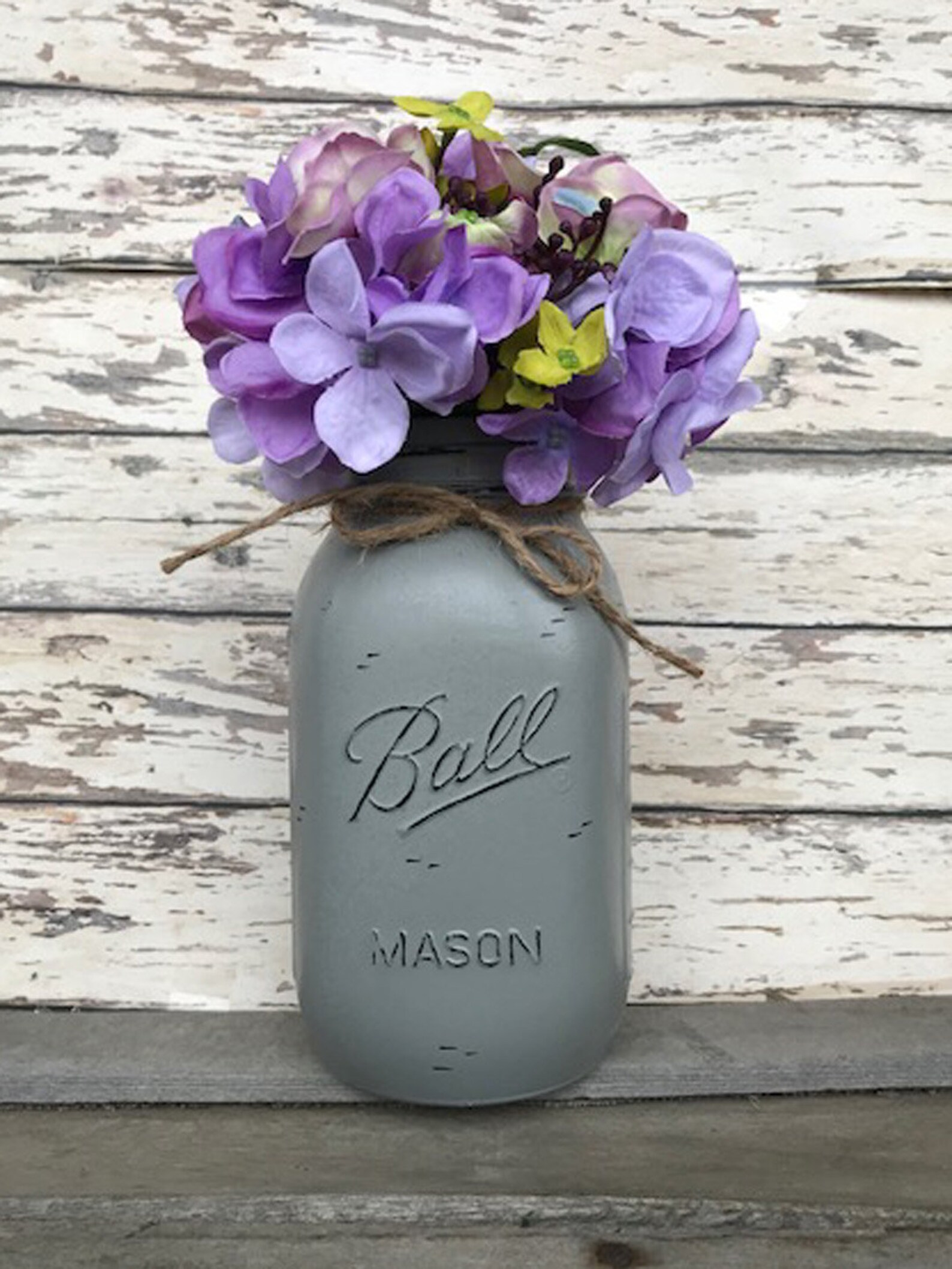 MASON JAR Decor Distressed Ball QUART Hand Painted Reclaimed - Etsy
