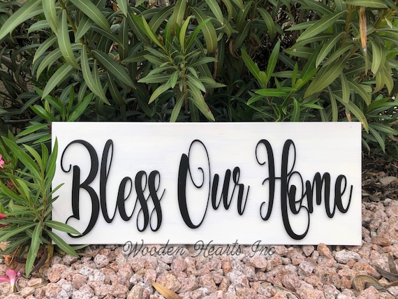 BLESS OUR HOME Sign Wood 3D Lettering Wall Horizontal Porch | Etsy