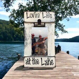 Lake PICTURE FRAME Photo SIGN Reclaimed Lovin Life at the Lake on the ...