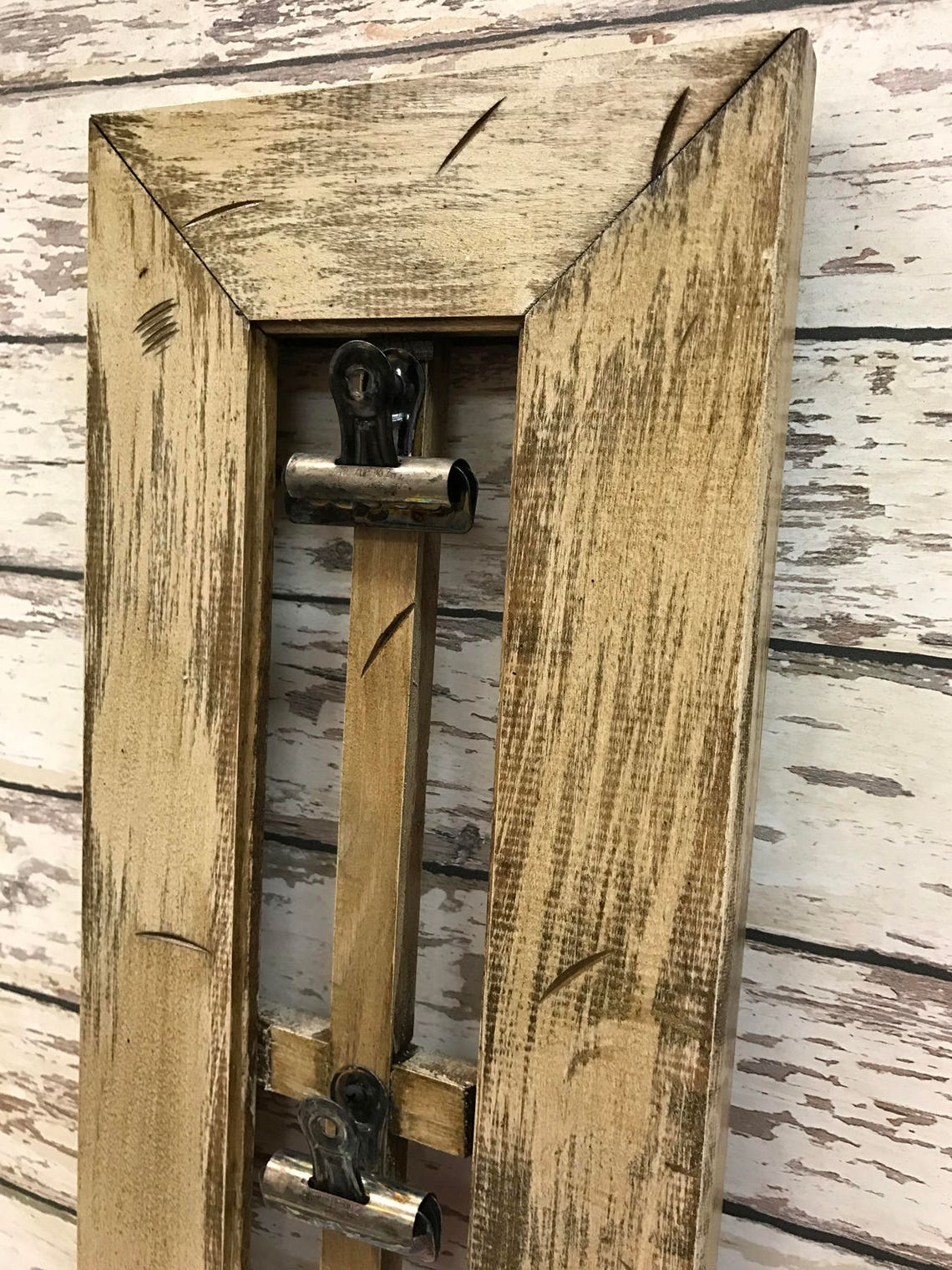 Rustic Wood Picture Frame With Clips – Farmhouse Photo Holder, Memo ...