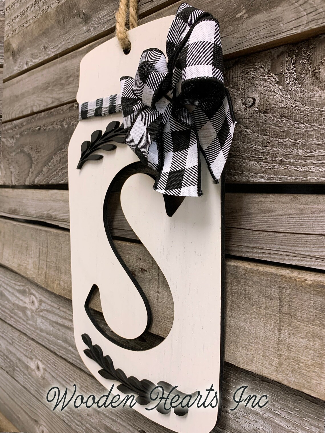 Mason Jar Decor Wall LETTER JAR with BOW Personalized Hanging | Etsy