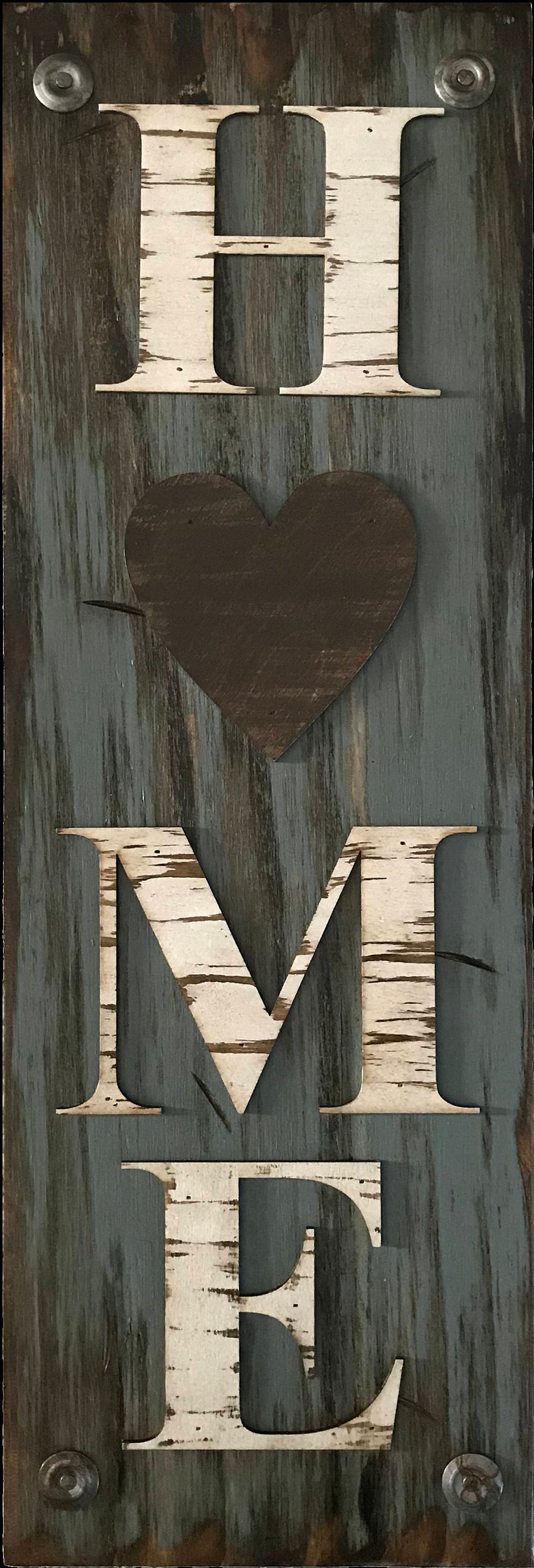 HOME With Heart Sign Vertical, Outdoor Exterior, Farmhouse Decor ...