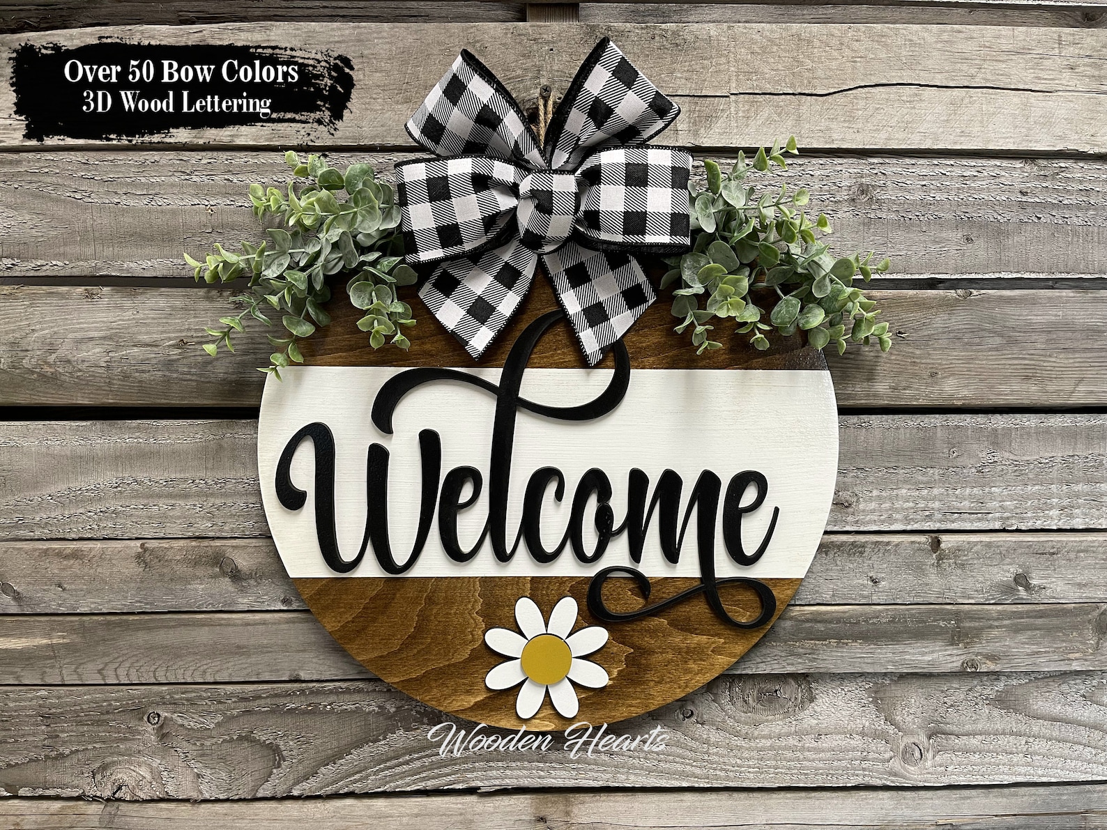 Spring HELLO Sign for Front Door Hanger Daisy 3D Wood | Etsy