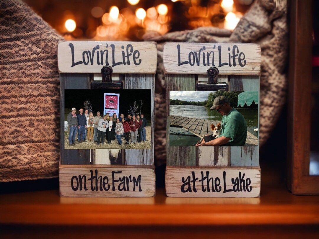 Lake PICTURE FRAME Photo SIGN Reclaimed Lovin Life at the Lake on the ...