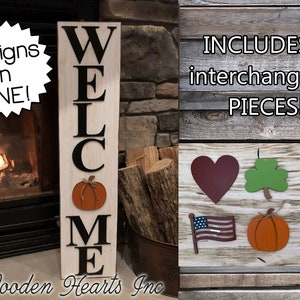 Interchangeable O Welcome Sign, 31 Vertical Porch Sign, Front Door ...