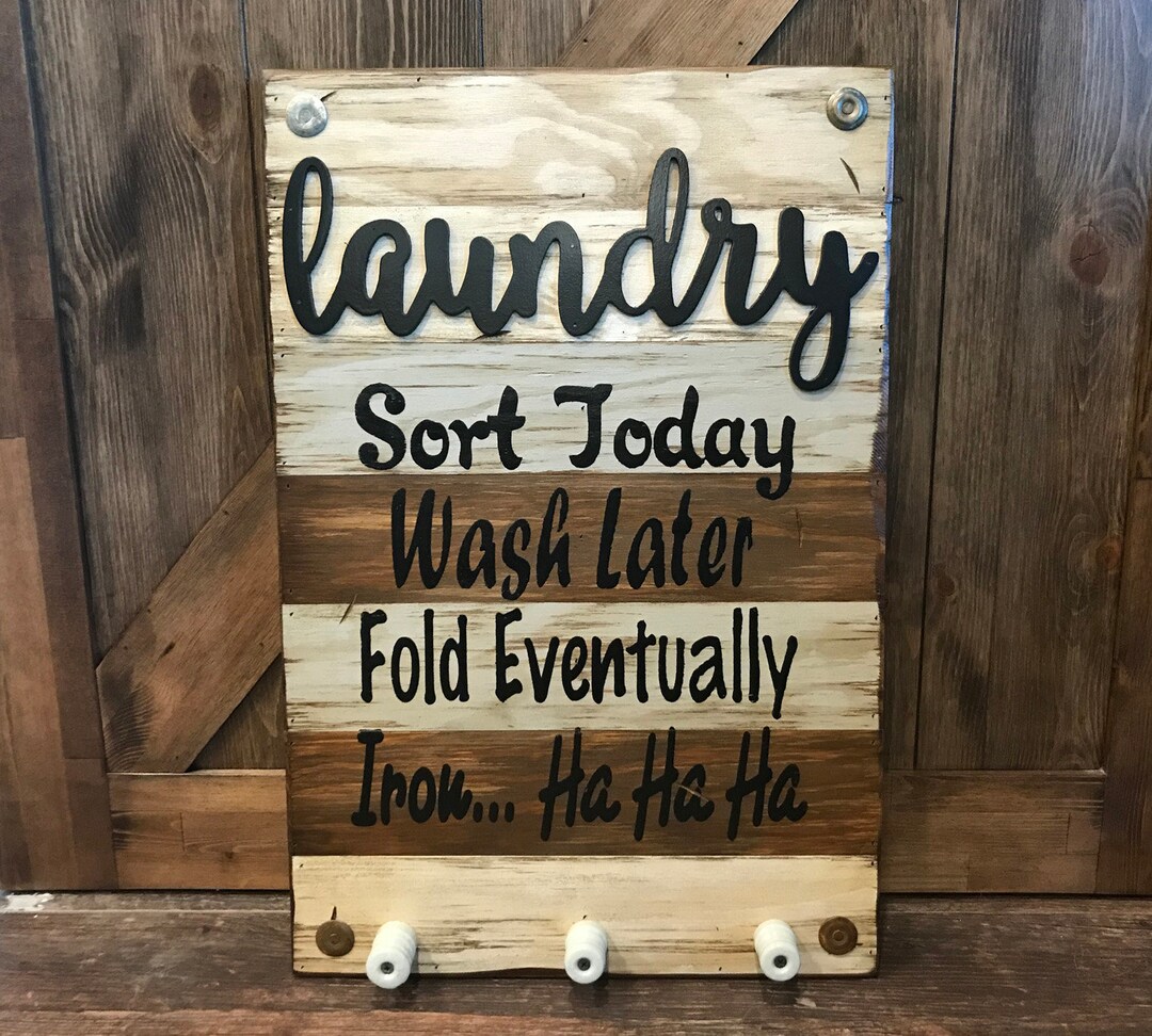 LAUNDRY Wooden SIGN With Knobs *sort Wash Fold Iron *beautiful ...