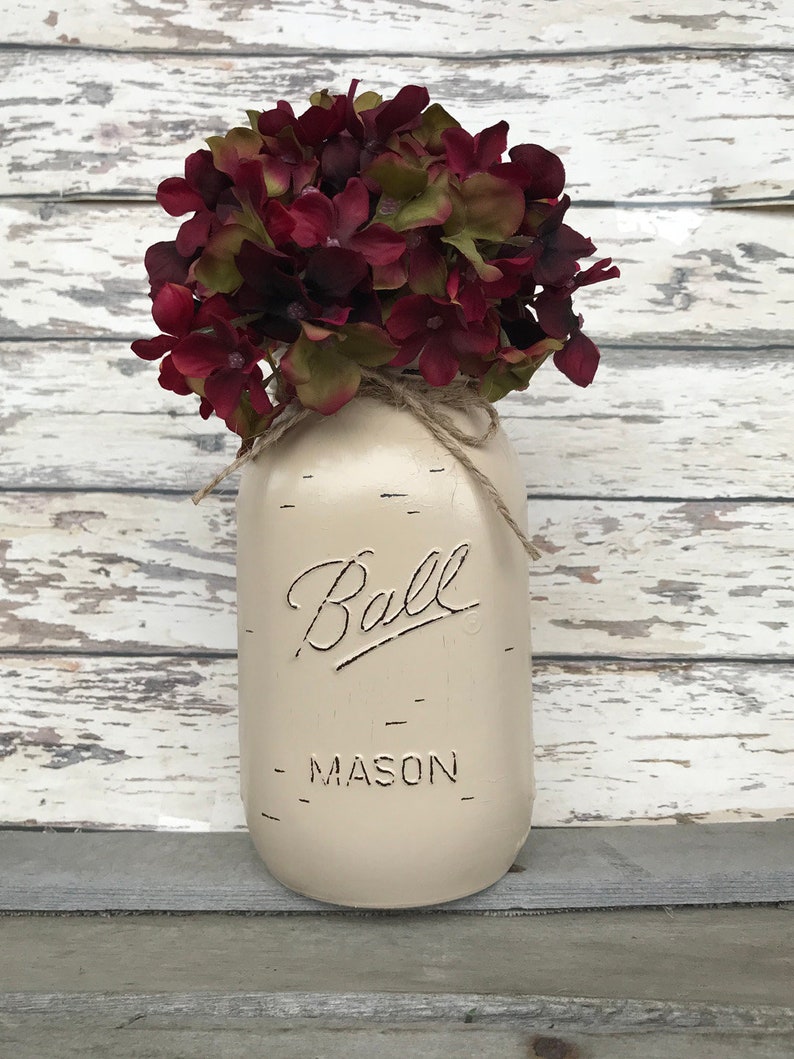 MASON JAR Decor Distressed Ball QUART Hand Painted Reclaimed - Etsy