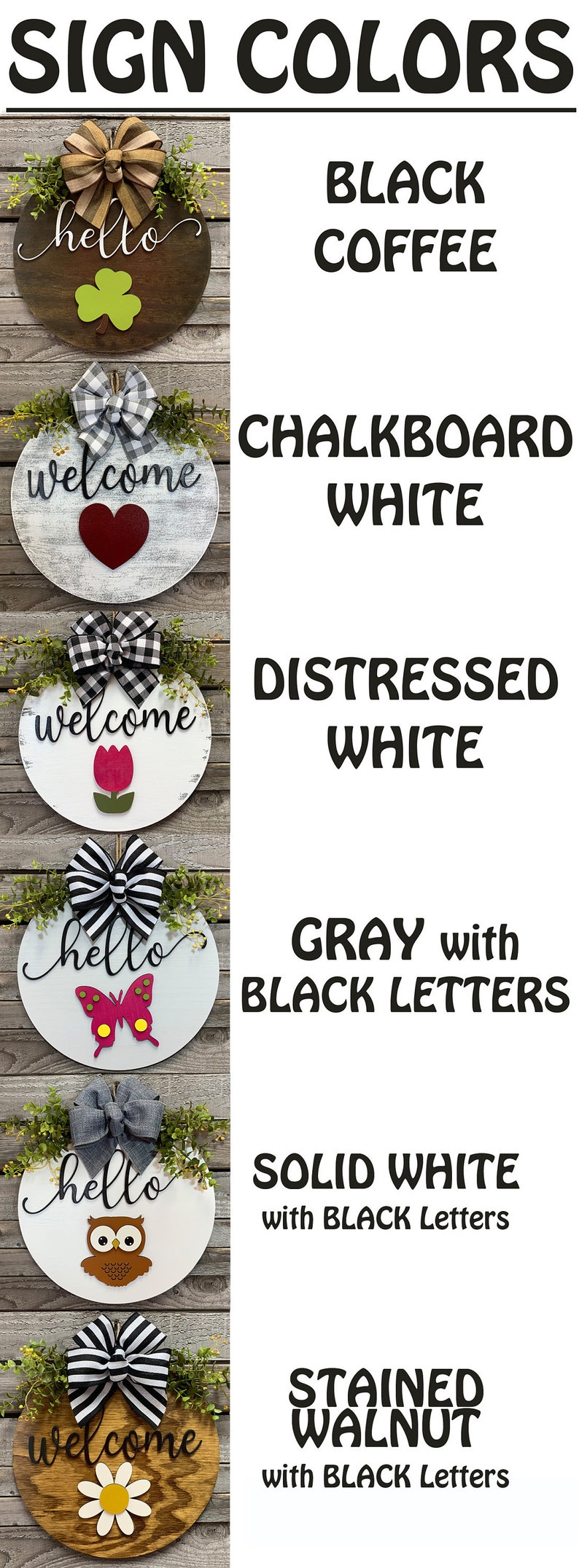Interchangeable Welcome Sign, Wooden Door Hanger, Seasonal Bow, 14 Inch ...