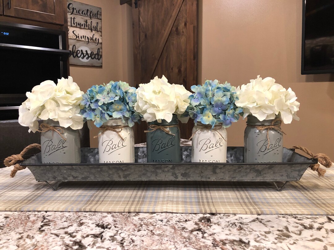 TRAY METAL Large With ROPE Handles, Create a Kitchen Table Centerpiece ...