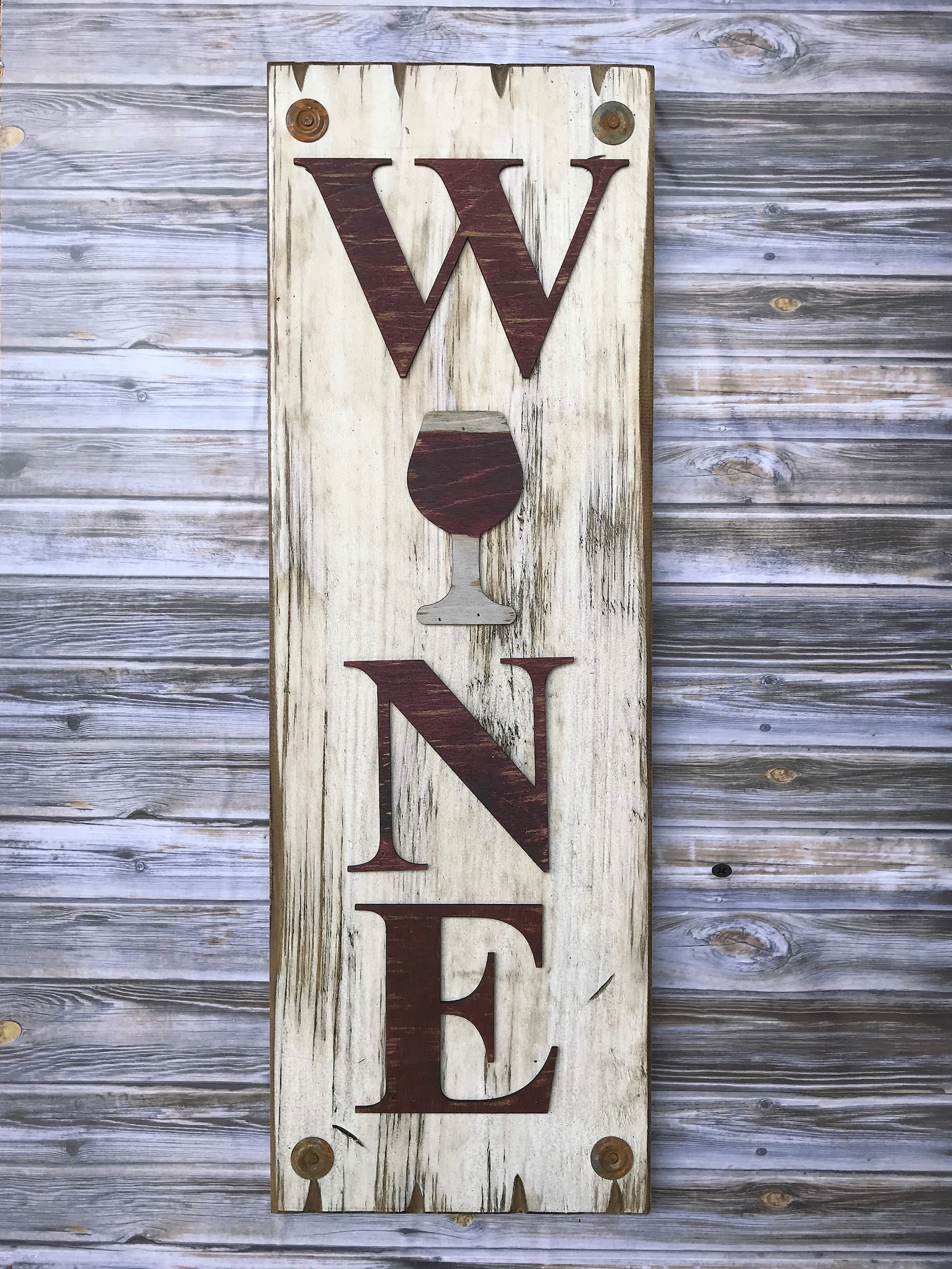 WINE with wine glass Sign VERTICAL Winery Bar Man Cave | Etsy