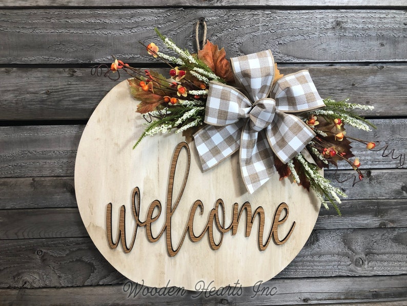 FALL Sign for Front Door WELCOME or Blessed Sign Hanger - Etsy